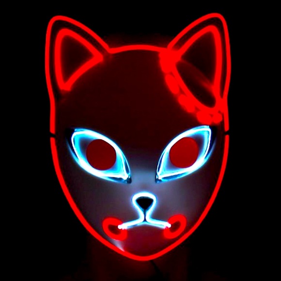 Wall Decor | Demon Slayer Tanjiro Glowing Fox Mask Led Light Up Mask ...